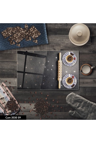 Paulpi Baskılı Cam Kesme Tahtası |Temperli Cam | 20x30cm