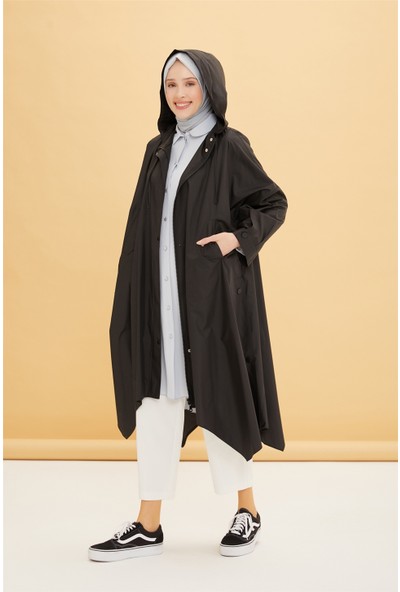 Etek Ucu Asimetrik Torba Detaylı Kap 22Y7600 Siyah