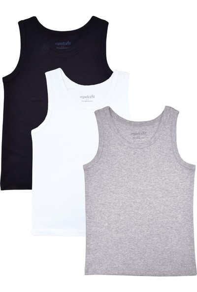 %100 Organik 1x1 Rib. 3'lü Erkek Atlet Set Gri,siyah,şeker Kasar