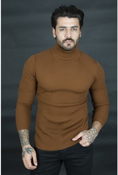 Deepsea Tam Balıkçı Yaka Çizgili Örme Kazak 2100016