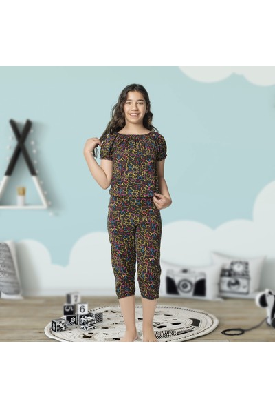 Erta Gold Kız Çocuk Desenli Kısa Kollu Tulum