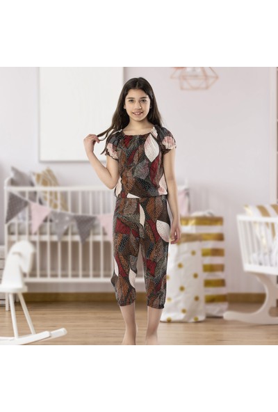 Erta Gold Kız Çocuk Desenli Kısa Kollu Tulum