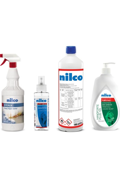 Nilco Hijyen Paketi 1 Lt / 100ML Dezenfektan, 800ML Ortam Dezenfektanı, 750ML Anti Bakteriyel Sabun