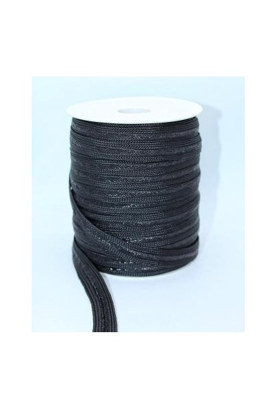 Polyester Siyah Simli Biye Şerit 1,6 mm Polyester Siyah Simli Biye Şerit 1,6 mm