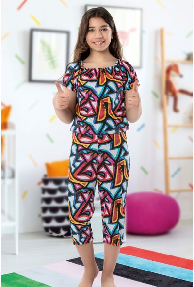 Erta Gold Kız Çocuk Desenli Kısa Kollu Tulum