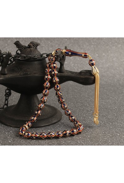 İpek Silver Zirkon Taşlı Lacivert Renk Mine Işlemeli Özel Tasarım 925 Ayar Gümüş Tesbih İpek Silver Zirkon Taşlı Lacivert Renk Mine Işlemeli Özel Tasarım 925 Ayar Gümüş Tesbih