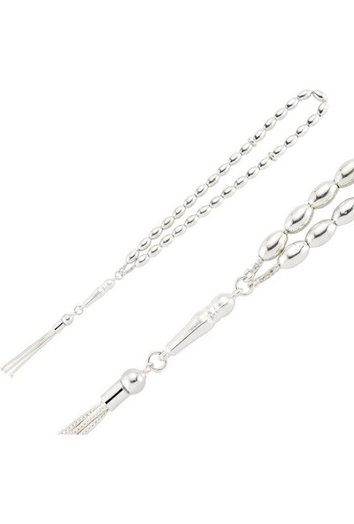 İpek Silver 925 Ayar Gümüş Arpa Kesim Tesbih