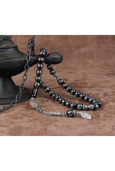 İpek Silver Gümüş Püsküllü Gümüş Işleme Oltu Tesbih