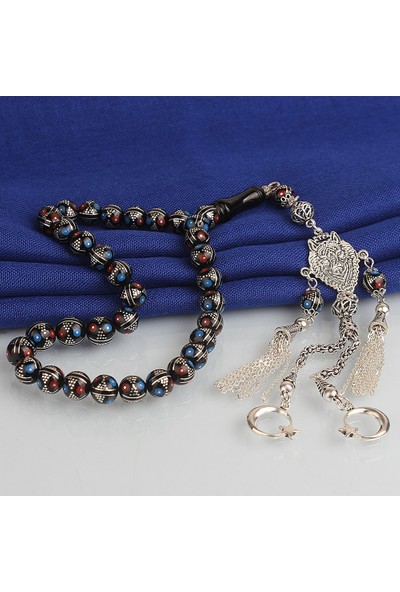 İpek Silver Gümüş Bozkurt Püsküllü Gümüş Mine Işlemeli Erzurum Oltu Taşı Tesbih İpek Silver Gümüş Bozkurt Püsküllü Gümüş Mine Işlemeli Erzurum Oltu Taşı Tesbih