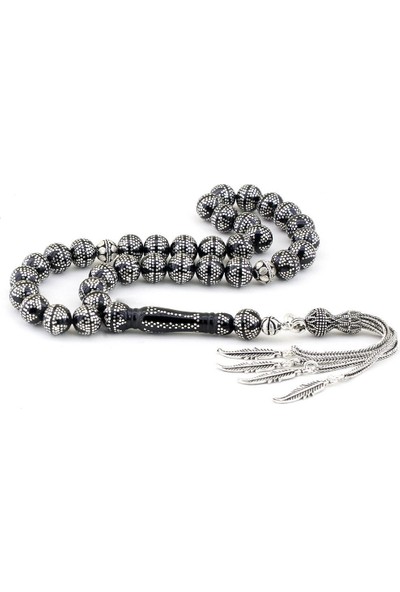 İpek Silver Yoğun Gümüş Işlemeli Orjinal Erzurum Oltusu Tesbih