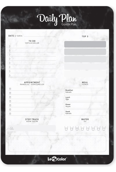 Le Color Mermer Günlük Planlayıcı Blok Siyah