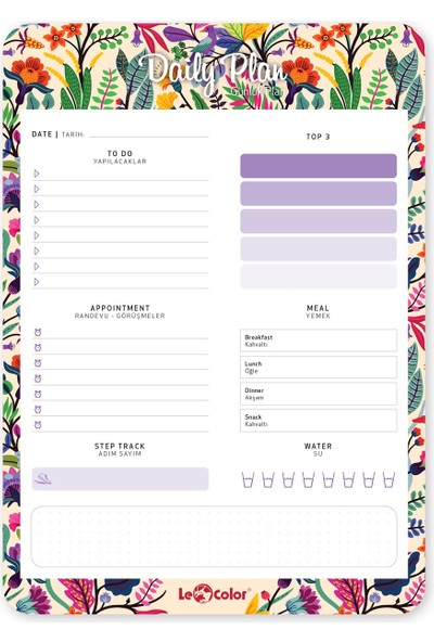 Le Color Çiçek Günlük Planlayıcı Blok Bahçe