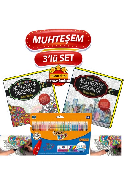 Mandala Boyama Kitabı + Bic Kid Colour Keçeli Kalem 24 Renk Mandala Boyama Kitabı + Bic Kid Colour Keçeli Kalem 24 Renk