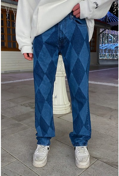 Flaw Baklava Desen Laser Print Losse Fit Jean Flaw Baklava Desen Laser Print Losse Fit Jean