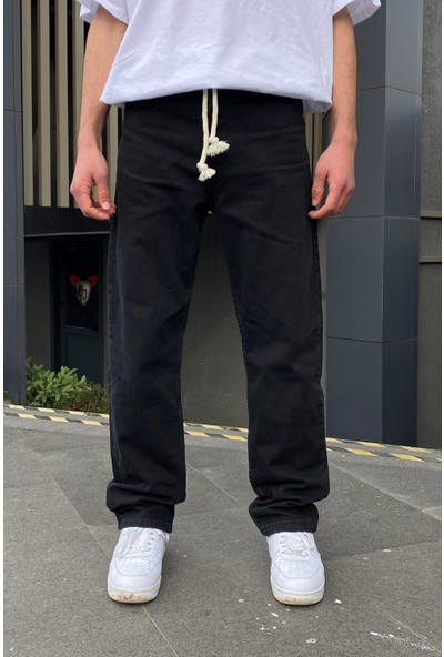 Flaw Siyah Ip Detay Losse Fit Pant Flaw Siyah Ip Detay Losse Fit Pant