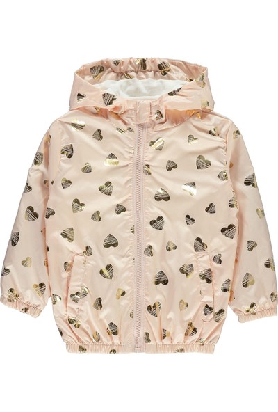 Civil Girls Kız Çocuk Kapüşonlu Yağmurluk 2-5 Yaş Pudra