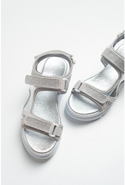 Luvi 4940 Gümüş Taslı Kadın Sandalet