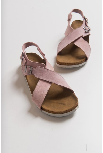 Luvi 201 Deri Toz Pembe Süet Kadın Sandalet Luvi 201 Deri Toz Pembe Süet Kadın Sandalet