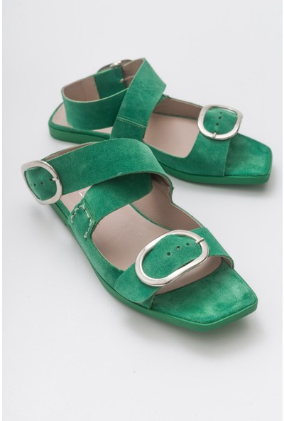 Luvi Soren Yeşil Suet Deri Kadın Sandalet