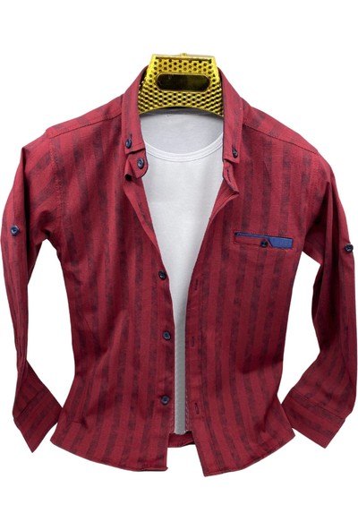 Erkek Likralı Kol Bağlamalı Pamuk Kumaş Gömlek