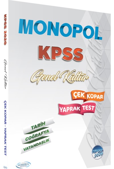 Monopol Yayınları KPSS 2020 Genel Kültür Yaprak Test (Iadesizdir) Monopol Yayınları KPSS 2020 Genel Kültür Yaprak Test (Iadesizdir)
