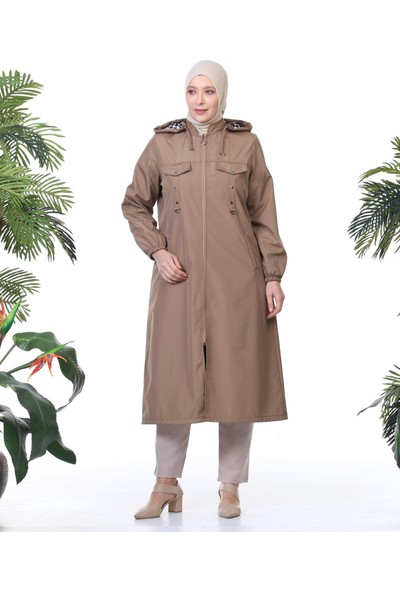 Glr & Gym Sanem Kadın Büyük Beden Bej Araboy Trençkot Glr & Gym Sanem Kadın Büyük Beden Bej Araboy Trençkot