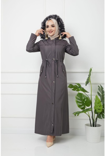 Glr & Gym Helena Kapüşonlu Içi Kürklü Kışlık Siyah Uzun Mont