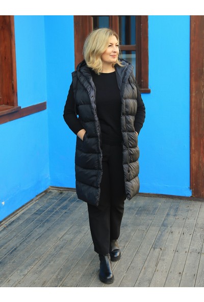 Glr & Gym Sevo Kadın Kışlık 100 cm Siyah Şişme Yelek