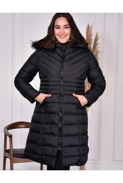 Glr & Gym Nazar Kadın Kışlık Siyah Şişme Mont
