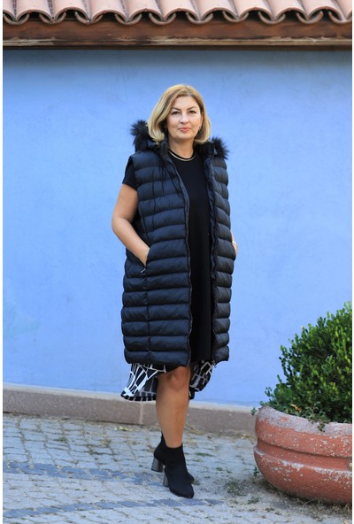 Glr & Gym Ekim Kadın Büyük Beden Siyah Şişme Yelek