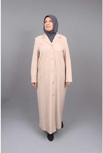 Glr & Gym Mina Büyük Beden Hakim Yaka Lacivert Prada Pardesü