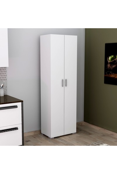 Hepsi Home 2 Kapak 8 Raf Çok Amaçlı Dolap - Beyaz