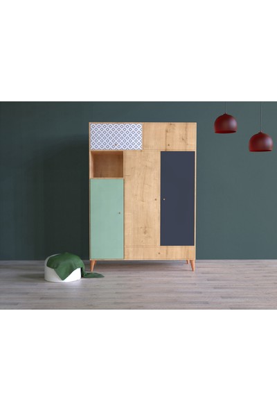 Hepsi Home PİNOLES 5 KAPAK TEK ÇEKMECELİ GARDIROP