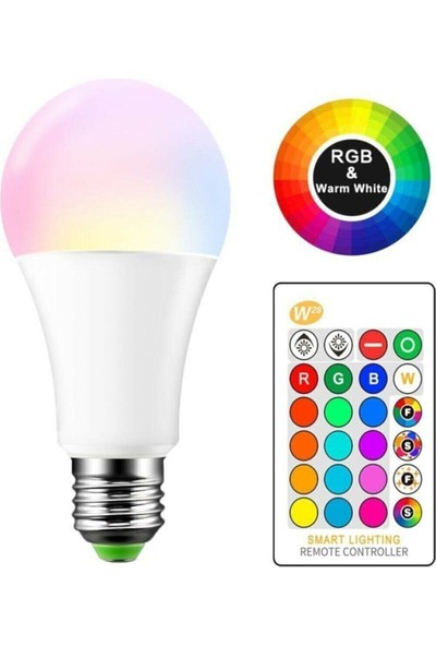 Uzaktan Kumandalı Rgb Çok Renkli LED Ampul E27 Duy