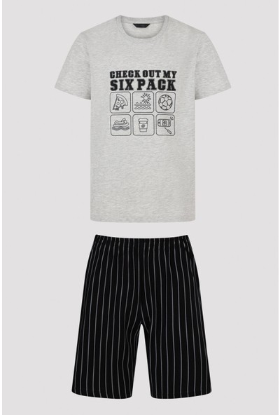 Penti Çok Renkli Erkek Check Out Six Pack Şort Pijama Takımı