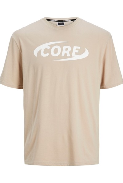 Jack & Jones Erkek Baskılı Bisiklet Yaka T-Shirt 63412205220 Vizon