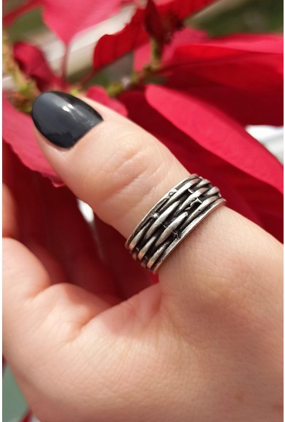 Fildişi Aksesuar Antik Gümüş Kaplama Çizgi Şekilli El Yapımı Ayarlanabilir Erkek Yüzük Fildişi Aksesuar Antik Gümüş Kaplama Çizgi Şekilli El Yapımı Ayarlanabilir Erkek Yüzük