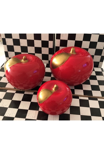 Miroş Home 3’lü Seramik Kırmızı Dekoratif Elma Obje