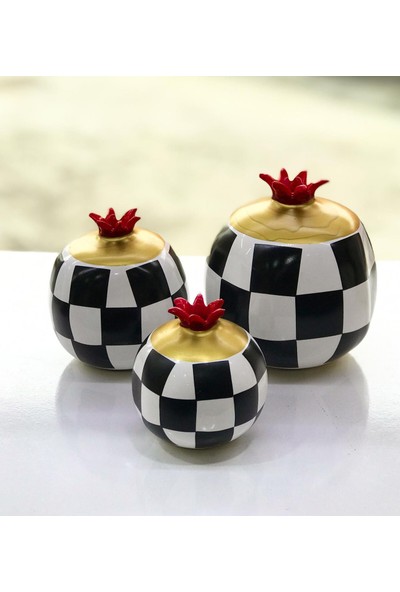 Miroş Home Dama Desenli 3'lü Nar Dekor