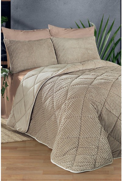 Evlen Home Collection Sherpa Çift Taraflı Yorgan Seti ( Uyku Seti ) Çift Kişilik 3 Parça Cappuccino Evlen Home Collection Sherpa Çift Taraflı Yorgan Seti ( Uyku Seti ) Çift Kişilik 3 Parça Cappuccino