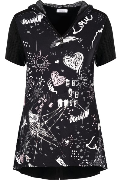 Dcz Fashıon Kadın File Detaylı Kapüşonlu T-SHİRT-21114 Dcz Fashıon Kadın File Detaylı Kapüşonlu T-SHİRT-21114