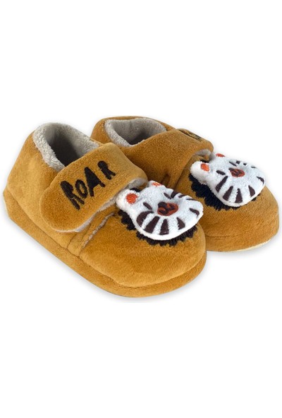 Pommy Kids Nakış ve Aksesuar Detaylı Hardal Erkek Bebek Panduf