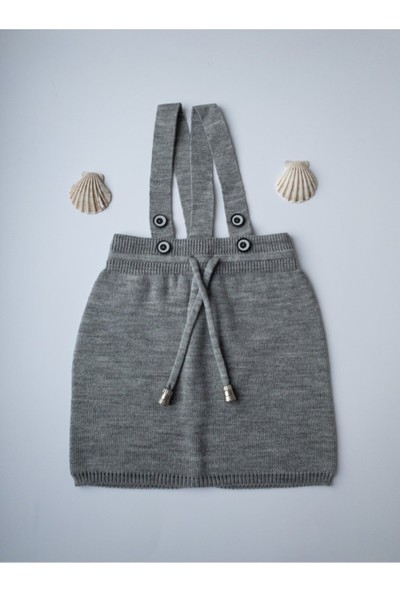 Meriç Bebe Askılı ve Bağcıklı Triko Etek