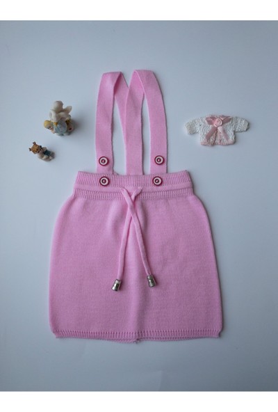 Meriç Bebe Askılı ve Bağcıklı Triko Etek