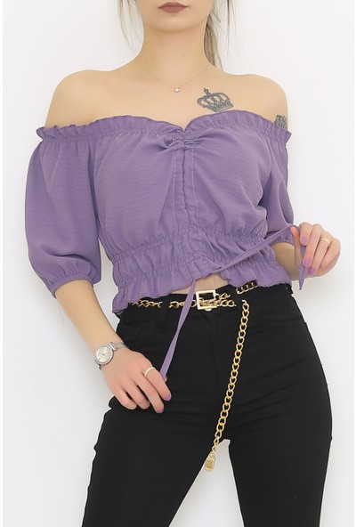 İsun Store Ön Büzgülü Bluz Koyulila - 8989.224. İsun Store Ön Büzgülü Bluz Koyulila - 8989.224.