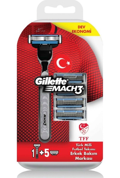 Gillette Mach3 Tıraş Makinesi + 5 Yedek Milli Takım Özel Paketi