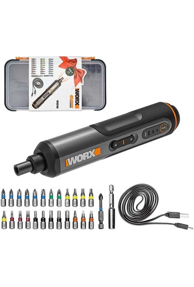 Worx WX240 4VOLT/1.5AH. Li-Ion Akıllı Şarjlı Tornavida + 26 Adet Bits Uç Worx WX240 4VOLT/1.5AH. Li-Ion Akıllı Şarjlı Tornavida + 26 Adet Bits Uç