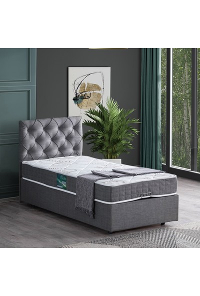 Setay, Eylül Tek Kişilik Baza Başlık Comfort Yatak Seti, Gri