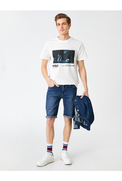 Koton Erkek Paçası Katlı Kot Şort