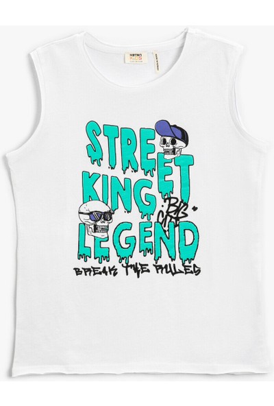 Koton Slogan Kurukafa Baskılı Atlet Bisiklet Yaka Pamuklu